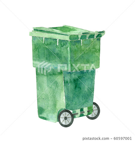 Watercolor illustration of garbage container. - Stock Illustration ...
