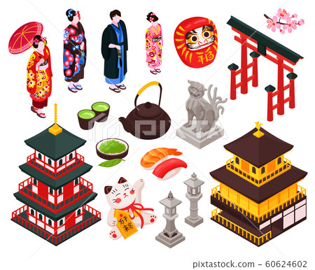 Japan Isometric Icon Set - Stock Illustration [60624602] - PIXTA