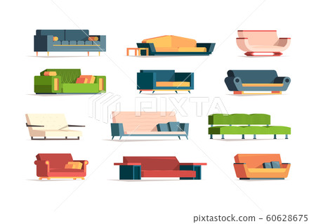 Soft furniture. Divan fabric couch simple set... - Stock Illustration ...
