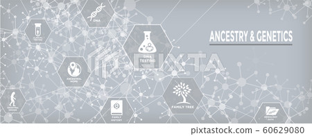 Ancestry or Genealogy Icon Set web banner w Family - Stock Illustration ...