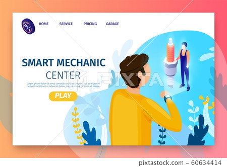 Modern Smart Mechanic Center Online Landing Page - Stock Illustration ...