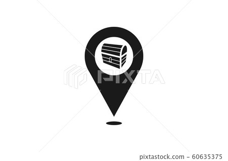 treasure chest and map point logo design - Stock Illustration [60635375 ...