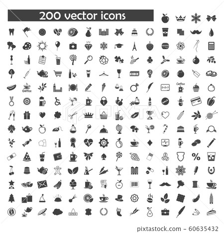 big vector set of 200 object icons - Stock Illustration [60635432] - PIXTA