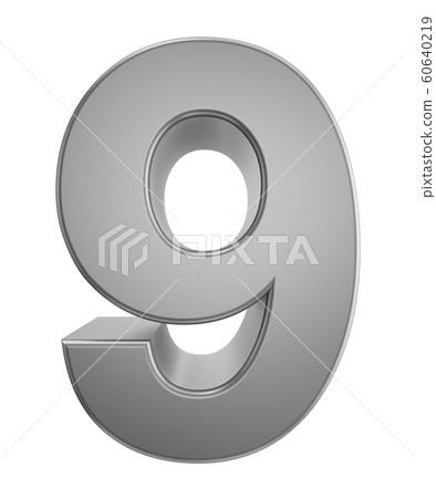 Metal numbers 9 isolated on white background, 3d - Stock Illustration ...