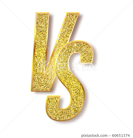 Letters VS with glittering texture. Golden symbol - Stock Illustration ...