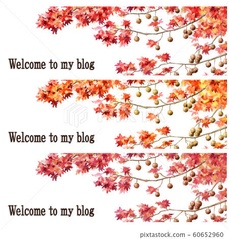 Blog header image maple leaves autumn leaves set - Stock Illustration ...