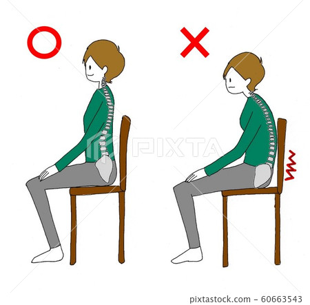 Sitting posture and spine - Stock Illustration [60663543] - PIXTA