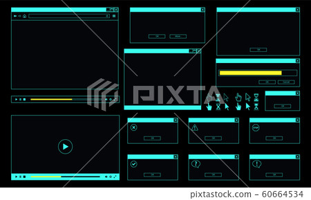 Neon theme of desktop user interface. Web browser - Stock Illustration ...