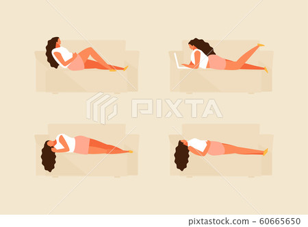 Lying girl vector set - Stock Illustration [60665650] - PIXTA