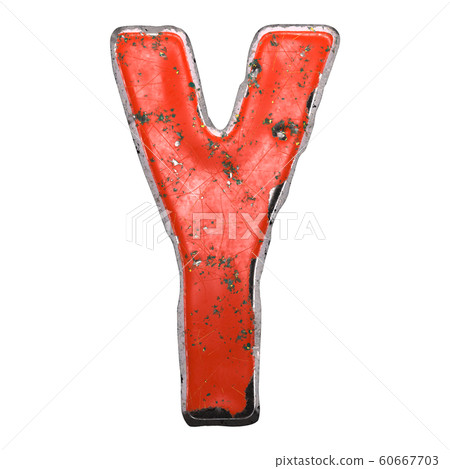 Capital letter Y made of red paintad metal... - Stock Illustration ...