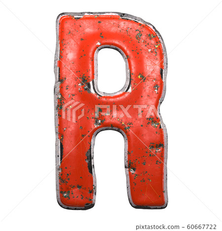 Capital letter R made of red paintad metal... - Stock Illustration ...