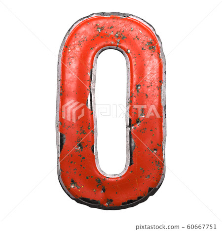Capital letter O made of red paintad metal... - Stock Illustration ...