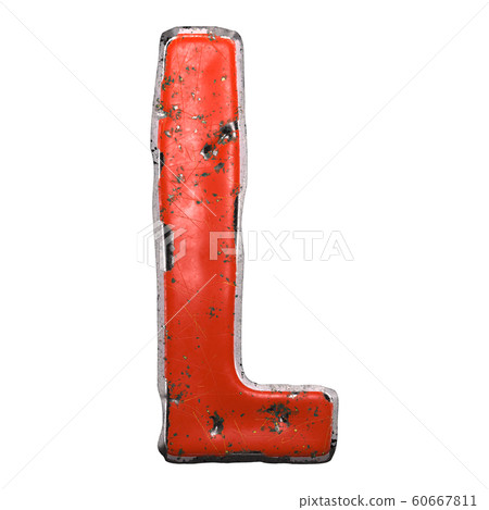 Capital letter L made of red paintad metal... - Stock Illustration ...