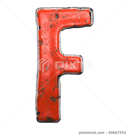 Capital letter F made of red paintad metal... - Stock Illustration ...