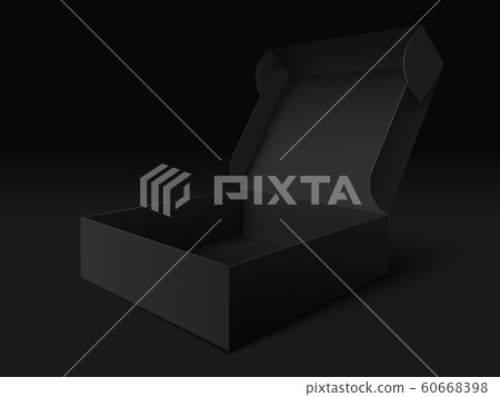 Black packaging box. Empty open dark package... - Stock Illustration ...