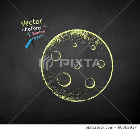 Vector color chalk drawn illustration of Moon-插圖素材 [60669917] - PIXTA圖庫