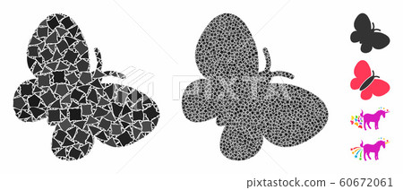 Butterfly Mosaic Icon of Unequal Elements - Stock Illustration ...