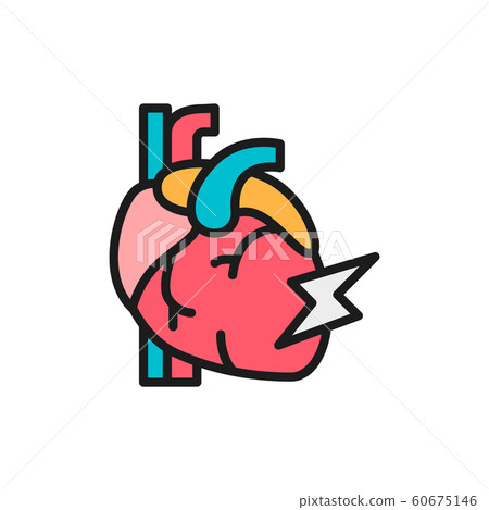 Vector heart attack, myocardial infarction flat... - Stock Illustration ...