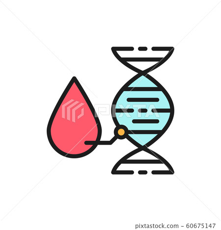 Vector blood test, dna blood flat color line icon. - Stock Illustration ...