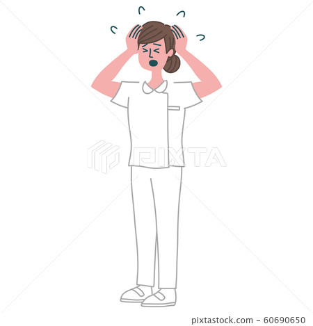 White robe nurse female panic - Stock Illustration [60690650] - PIXTA