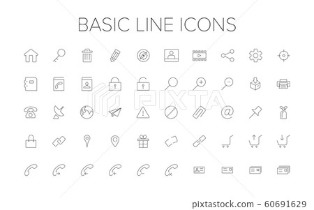 Basic Line Icon Set - Stock Illustration [60691629] - PIXTA