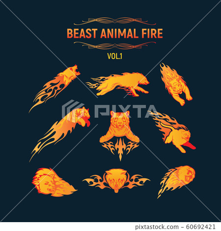 Beast Animal Flame Set - Stock Illustration [60692421] - PIXTA