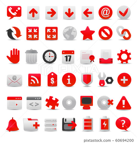 modern red web icon set - Stock Illustration [60694200] - PIXTA