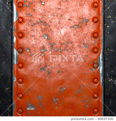 Strip of metal with rivets painted red in the... - Stock Illustration ...