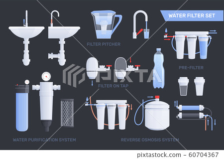 Flat Water Filter Icon Set - Stock Illustration [60704367] - PIXTA