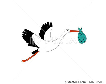 Stork flying and carrying a bundle isolated on... - Stock Illustration ...