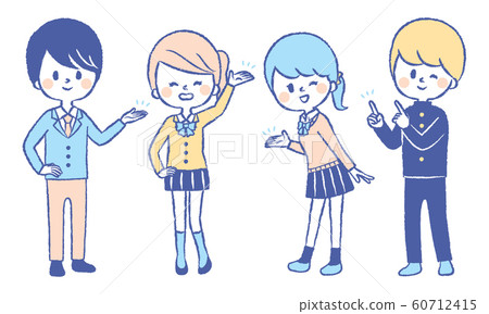 Students introducing various places, junior... - Stock Illustration ...