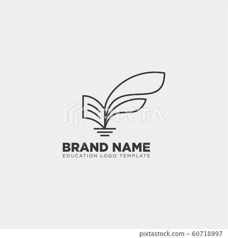 learning book plant leaf tree line logo template - Stock Illustration ...