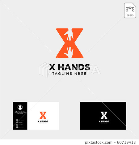 minimal x letter, initial hand logo template - Stock Illustration ...