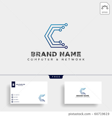 letter C digital technology logo template vector - Stock Illustration ...