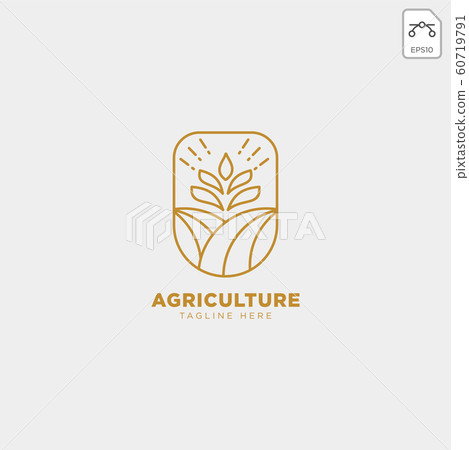 gold agriculture farm line badge vintage logo - Stock Illustration ...