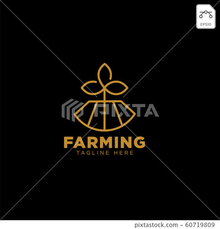 gold agriculture farm line badge vintage logo - Stock Illustration ...