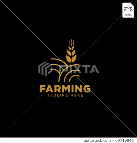 gold agriculture farm line badge vintage logo - Stock Illustration ...