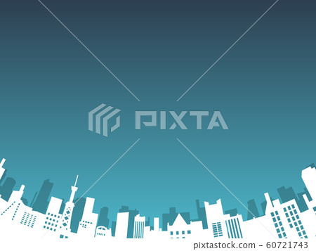 Simple cityscape gradation (blue) [arc processing] - Stock Illustration ...