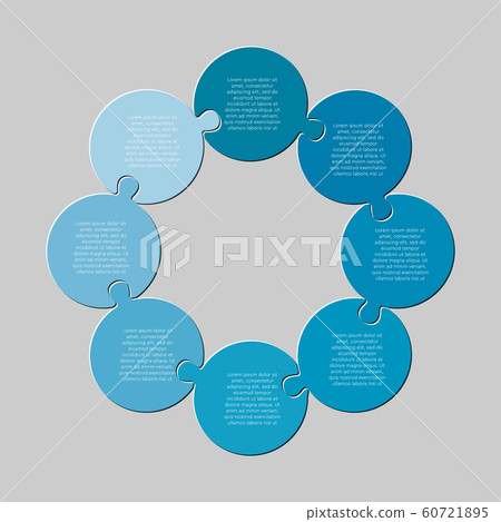 Eight pieces puzzle circles diagram info graphic - Stock Illustration ...