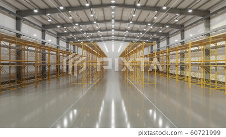Empty steel shelves rack in new modern large... - Stock Illustration ...