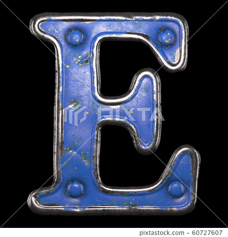 Uppercase letter E made of painted metal with... - Stock Illustration ...