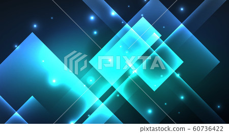 Neon glowing techno square rectangle lines,... - Stock Illustration ...