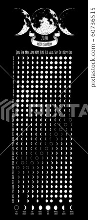 Moon calendar, 2020 year, lunar phases, cycles. - Stock Illustration ...