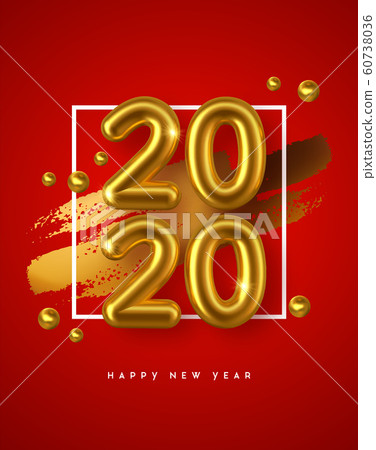 New Year 2020 gold 3d number red background - Stock Illustration ...