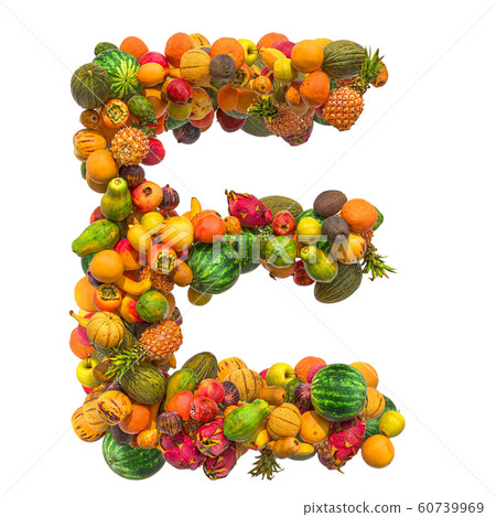 Letter E, fruit font. 3D rendering - Stock Illustration [60739969] - PIXTA