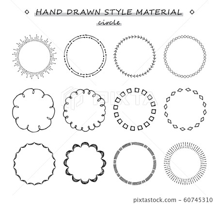 Hand drawn frame set (circle) - Stock Illustration [60745310] - PIXTA