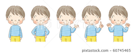 Boy upper body pose set - Stock Illustration [60745465] - PIXTA
