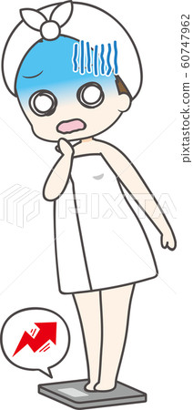Woman with bath towel on weight scale - Stock Illustration [60747962 ...