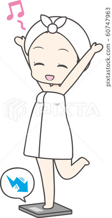 Woman with bath towel on weight scale - Stock Illustration [60747963 ...
