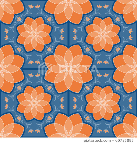 Orange flower tile seamless pattern background - Stock Illustration ...